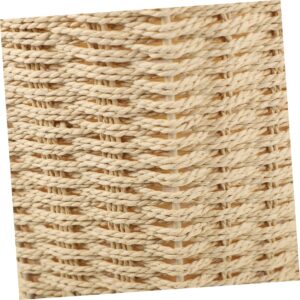 STOBAZA Hamper Straw Trash Basket Weaving Wastebaskets Little Waste Basket Decorative Baskets Kitchen Waste Fruit Storage Basket Rattan Toilet Paper Bin Office Trash Can Wicker Paper Rope