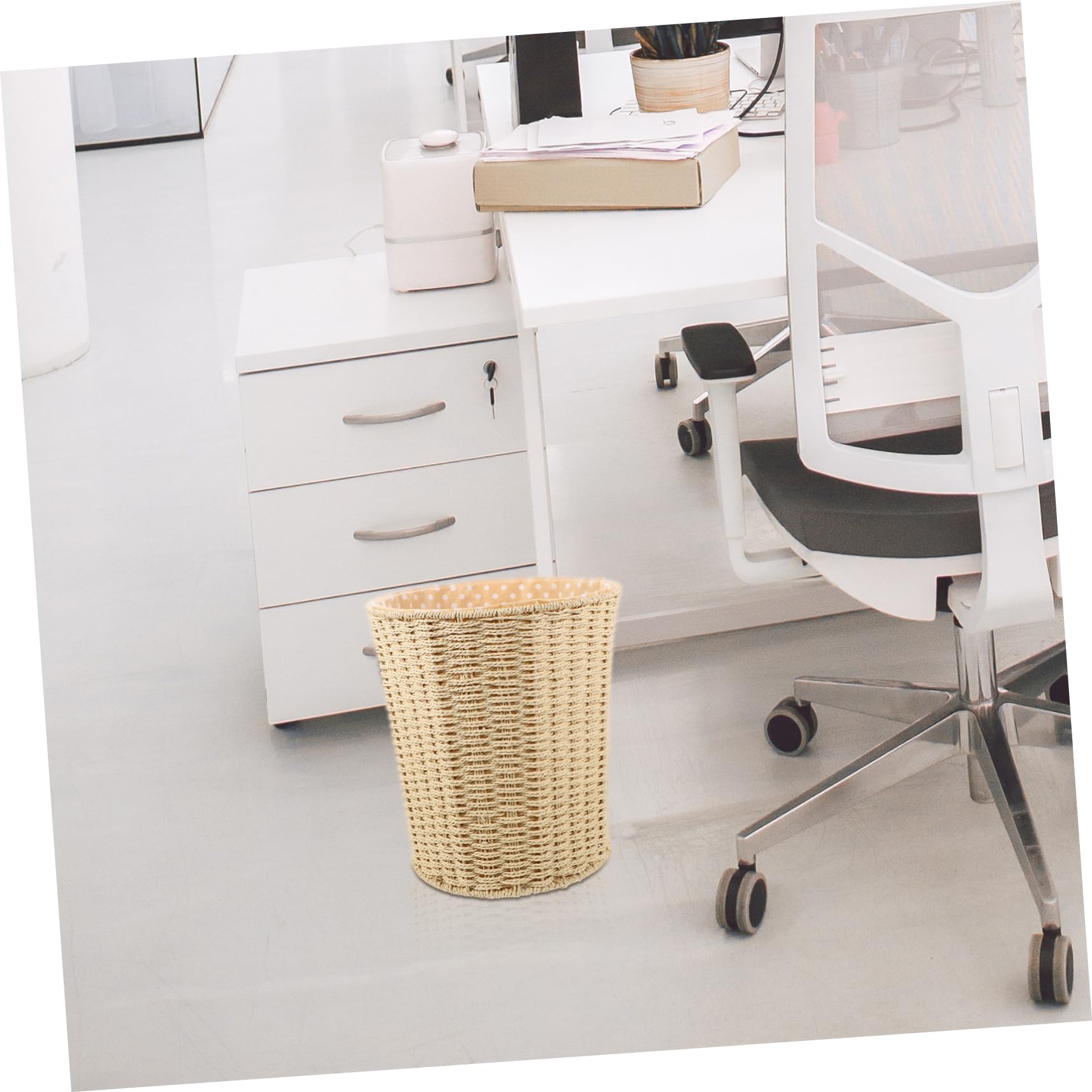 STOBAZA Hamper Straw Trash Basket Weaving Wastebaskets Little Waste Basket Decorative Baskets Kitchen Waste Fruit Storage Basket Rattan Toilet Paper Bin Office Trash Can Wicker Paper Rope