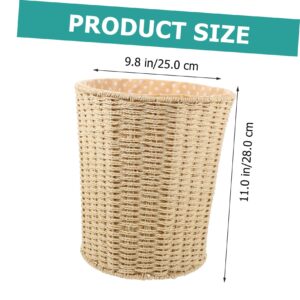 STOBAZA Hamper Straw Trash Basket Weaving Wastebaskets Little Waste Basket Decorative Baskets Kitchen Waste Fruit Storage Basket Rattan Toilet Paper Bin Office Trash Can Wicker Paper Rope