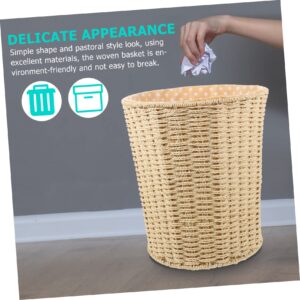 STOBAZA Hamper Straw Trash Basket Weaving Wastebaskets Little Waste Basket Decorative Baskets Kitchen Waste Fruit Storage Basket Rattan Toilet Paper Bin Office Trash Can Wicker Paper Rope