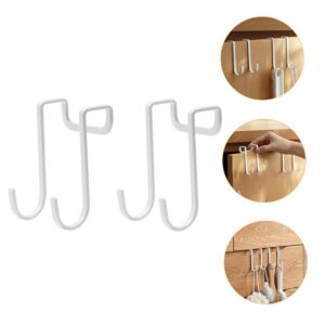 Abaodam 6 Pcs 1 Set door behind bed storage hanging white coat rack cabinet hooks over door hook organizer bedroom rack clothes hanging hooks double-row hooks no nails Coat hanger hat