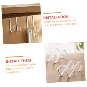 Abaodam 6 Pcs 1 Set door behind bed storage hanging white coat rack cabinet hooks over door hook organizer bedroom rack clothes hanging hooks double-row hooks no nails Coat hanger hat