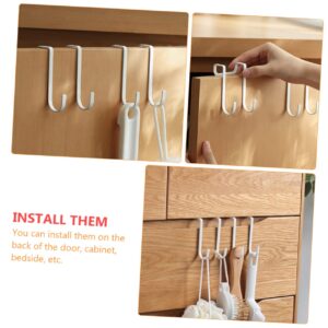 Abaodam 6 Pcs 1 Set door behind bed storage hanging white coat rack cabinet hooks over door hook organizer bedroom rack clothes hanging hooks double-row hooks no nails Coat hanger hat