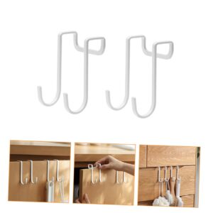 Abaodam 6 Pcs 1 Set door behind bed storage hanging white coat rack cabinet hooks over door hook organizer bedroom rack clothes hanging hooks double-row hooks no nails Coat hanger hat