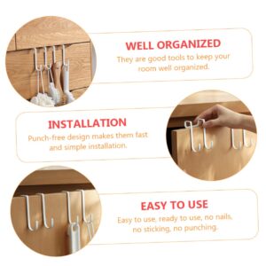 Abaodam 6 Pcs 1 Set door behind bed storage hanging white coat rack cabinet hooks over door hook organizer bedroom rack clothes hanging hooks double-row hooks no nails Coat hanger hat