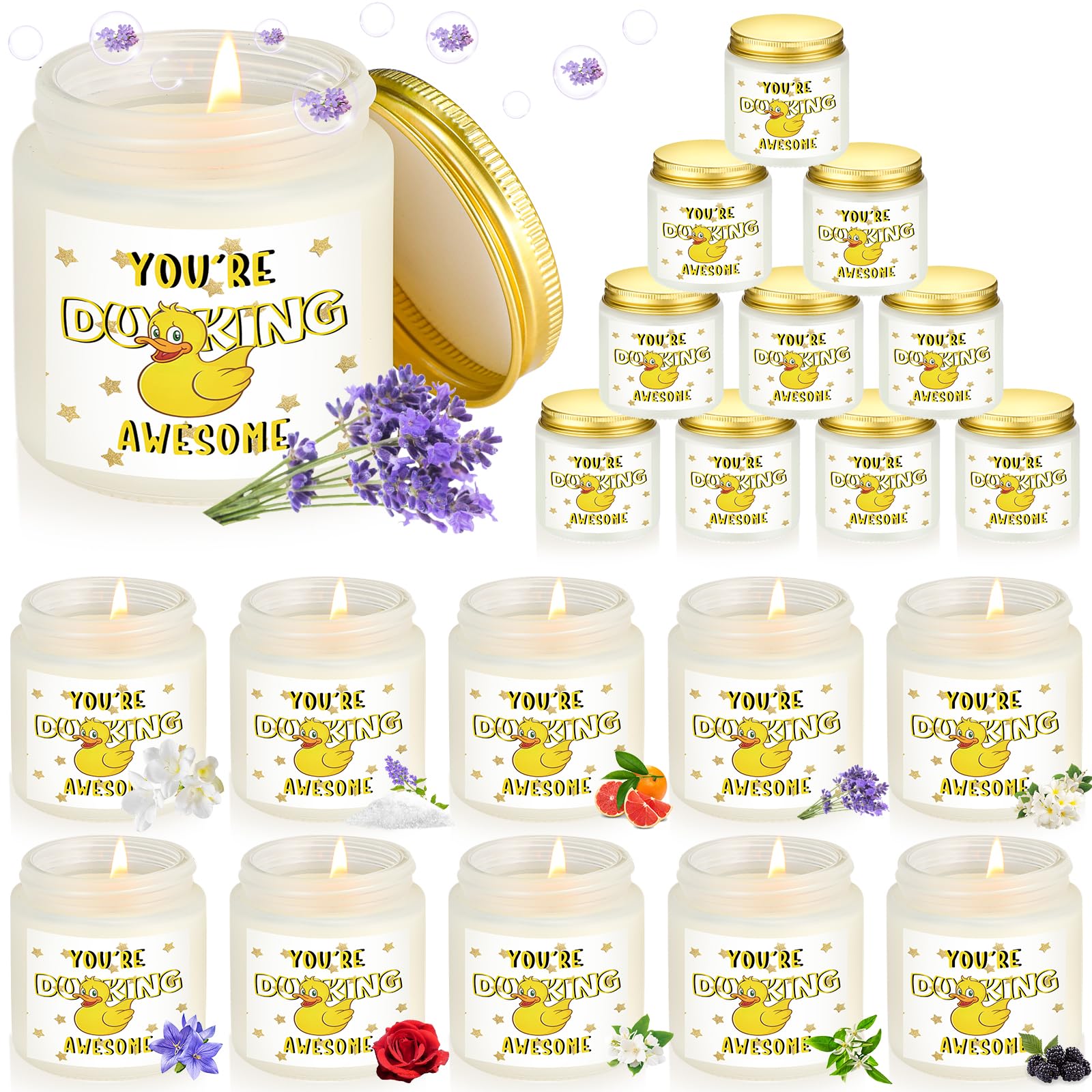 MTLEE 10 Pcs You are Ducking Awesome Candles Thank You Scented Candles 3.5 oz Inspirational Jar Candles Appreciation Gift for Duck Lovers Women Teacher Coworker Employee Nurse,10 Fragrance