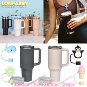 4-Pack Straw Caps for Stanley Cup,Silicone Straw Cover fits Stanley 0.4 Inch/10 MM Straws, Reusable Straw Toppers for Stanley Cup Accessories, Food Grade Drinking Straw Cap,2Flower+2Cloud