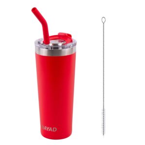 hydrofrog stainless steel tumbler with lid and straw insulated thermal coffee travel mug 22 oz reusable coffee mug for cold and hot,cupholder friendly water tumbler，ruby red