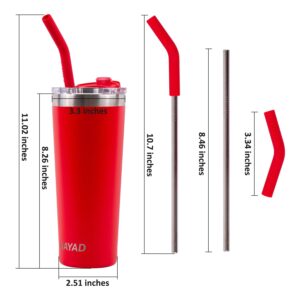 HYDROFROG Stainless Steel Tumbler with Lid and Straw Insulated Thermal Coffee Travel Mug 22 oz Reusable Coffee Mug for Cold and Hot,Cupholder Friendly Water Tumbler，Ruby Red