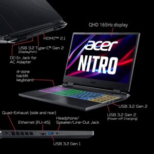 acer 2023 Newest Nitro 5 Gaming Laptop, 15.6" QHD 165Hz Display, AMD Ryzen 7 6800H up to 4.7GHz, NVIDIA GeForce RTX 3070 Ti, 32GB DDR5 RAM, 2TB SSD, Wi-Fi 6E, Backlit Keyboard, Windows 11 Home