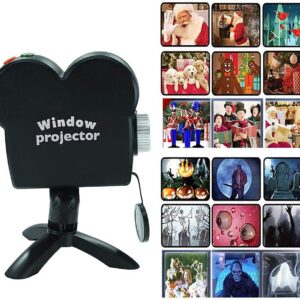 2024 Halloween Holographic Projector,Halloween Hologram Projector Christmas Window Projector Decorations,Lights Outdoor Portable Holographic Projection with Tripod,12 Movies Christmas Halloween