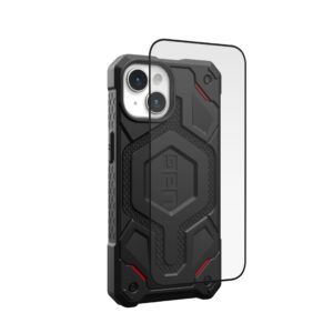 urban armor gear uag designed for iphone 15 case 6.1" monarch pro kevlar black compatible with magsafe bundle with uag screen protector glass shield plus 6.1"