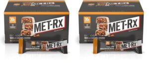 met-rx big 100 colossal protein bars, vanilla caramel churro meal replacement bars, brown, 9 count (pack of 2)