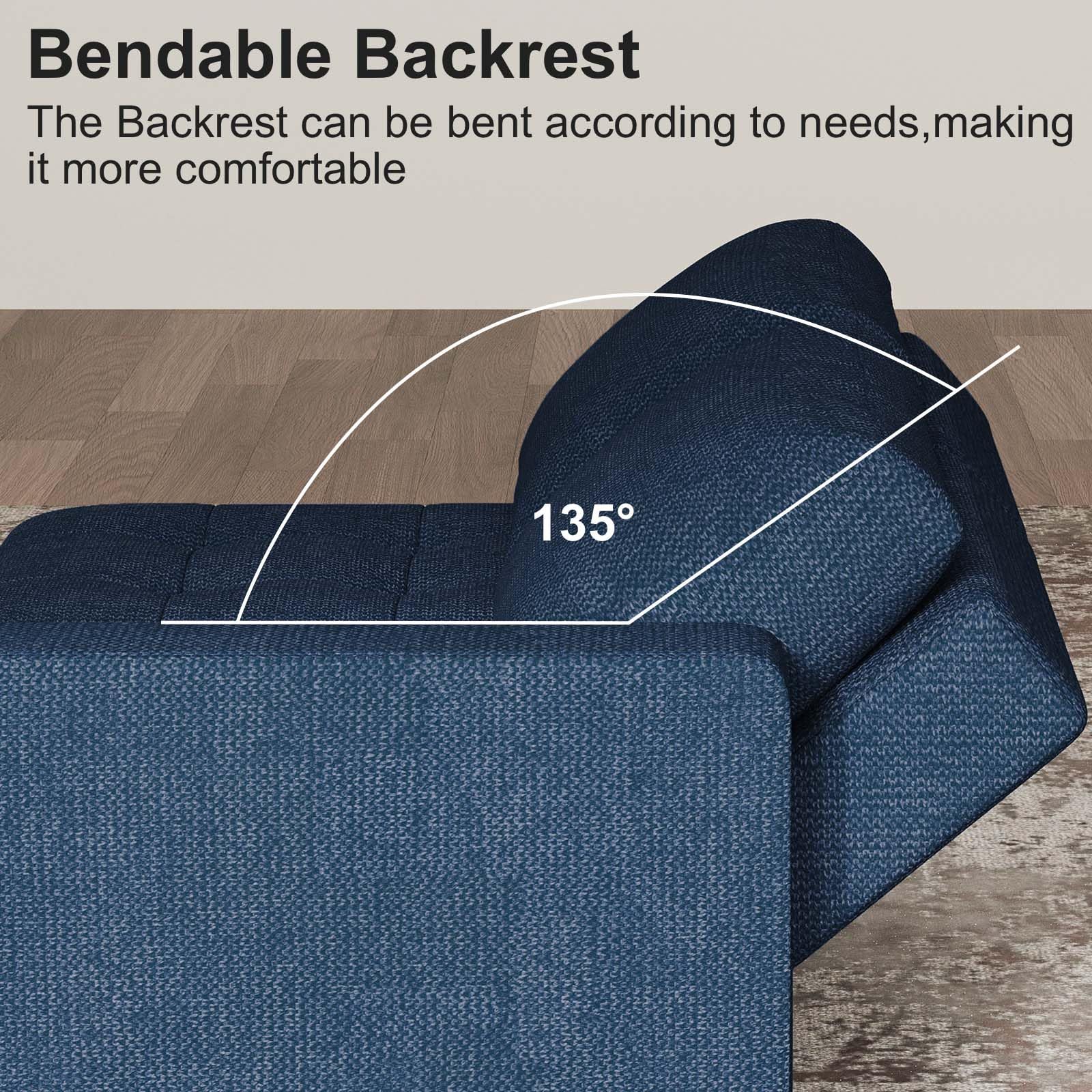 Belffin Fabric Foldable Backrest Module for Modular Sectional Sofa Couch Recliner Armrest Backrest Side for Modular Sofa Couch Blue