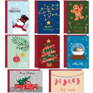 hunanyume 24 sets christmas cards with red envelopes, stickers & greetings inside, 4×6 in boxed assorted new years cards holiday cards for loved ones, friends and family