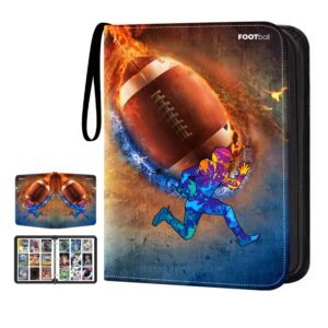 hestech football card binder with sleeves 3 ring binder, fits 900 pockets sports card holder protectors albums card storage box organizer case for baseball basketball gaming trading cards mtg