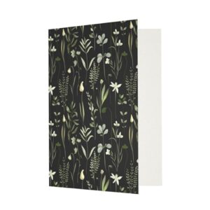 CULPRT White A7 Invitation Envelopes with Plants Blank Greeting Card,5 x 7 Envelopes with Gold Border for Office