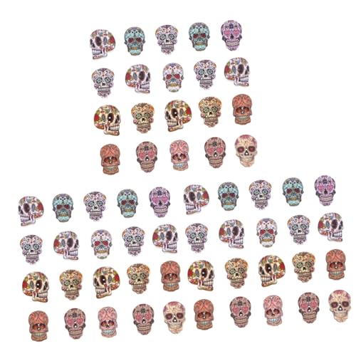 COHEALI 144 Pcs Wooden Skull Button DIY Wood Buttons Replacement Buttons Coat Buttons Small Wooden Buttons Scrapbooking Wood Sewing Buttons DIY Scrapbook Wood Decor Child Cartoon Clothing