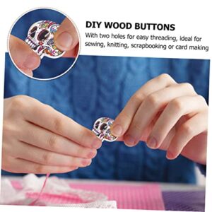 COHEALI 144 Pcs Wooden Skull Button DIY Wood Buttons Replacement Buttons Coat Buttons Small Wooden Buttons Scrapbooking Wood Sewing Buttons DIY Scrapbook Wood Decor Child Cartoon Clothing