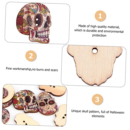 COHEALI 144 Pcs Wooden Skull Button DIY Wood Buttons Replacement Buttons Coat Buttons Small Wooden Buttons Scrapbooking Wood Sewing Buttons DIY Scrapbook Wood Decor Child Cartoon Clothing