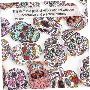 COHEALI 144 Pcs Wooden Skull Button DIY Wood Buttons Replacement Buttons Coat Buttons Small Wooden Buttons Scrapbooking Wood Sewing Buttons DIY Scrapbook Wood Decor Child Cartoon Clothing