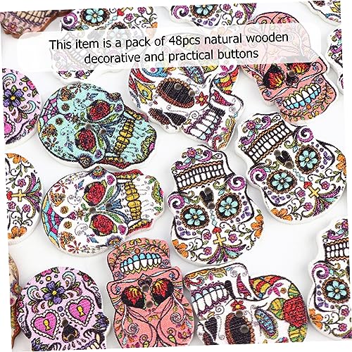 COHEALI 144 Pcs Wooden Skull Button DIY Wood Buttons Replacement Buttons Coat Buttons Small Wooden Buttons Scrapbooking Wood Sewing Buttons DIY Scrapbook Wood Decor Child Cartoon Clothing