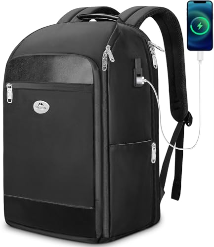 MATEIN Laptop Backpack for Men, 50L Expandable Business Carry on Backpack with USB Port & Wet Bag Fits 17 Inch Computer, Large Waterproof TSA Smart Flight Approved Weekender Travel Bag Gifts, Black