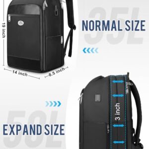 MATEIN Laptop Backpack for Men, 50L Expandable Business Carry on Backpack with USB Port & Wet Bag Fits 17 Inch Computer, Large Waterproof TSA Smart Flight Approved Weekender Travel Bag Gifts, Black