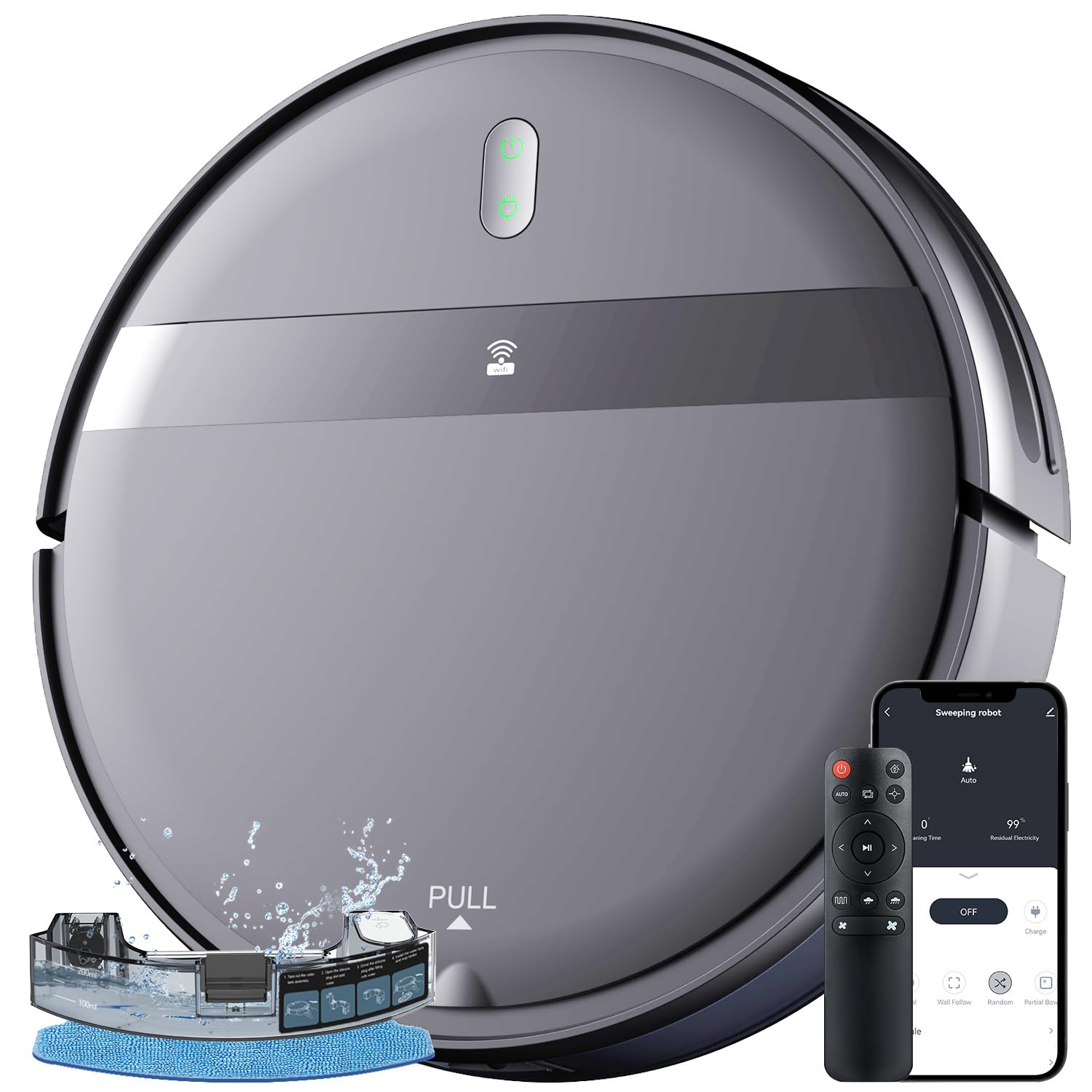 MANVINS Robot Vacuum and Mop Combo, Robotic Vacuum Cleaner with WiFi/App/Alexa, Self-Charging Mopping Robot Vacuum Cleaner, Max Strong Suction Ideal for Home