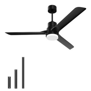 beclog ceiling fans with lights and remote, 52 inch ceiling fan outdoor indoor black noiseless reversible dc motor for patio farmhouse bedroom