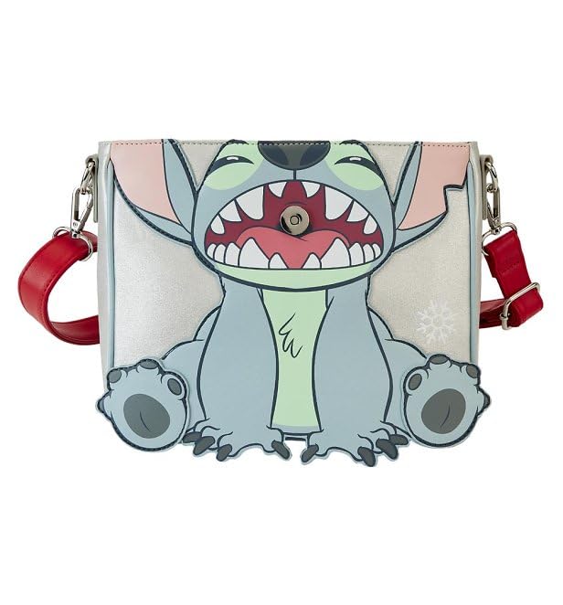 Loungefly Disney Stitch Holiday Glitter Crossbody Bag