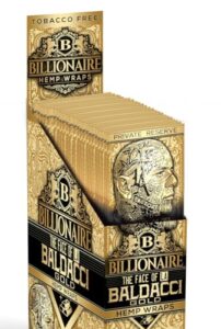 billionaire hemp natural hemp wraps - baldacci gold - fruit of the gods flavor - 2 wraps per pack - 25 pack - 50 wraps total incl. frugal smoker sticker