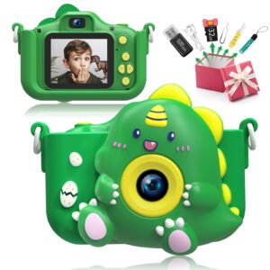 kids camera,kids camera for boys kids girls，dinosaurs gifts for boys age 3-12, 1080p hd video camera for toddler, christmas birthday easter gifts toys for 3 4 5 6 7 8 9 year old with 32gb sd card