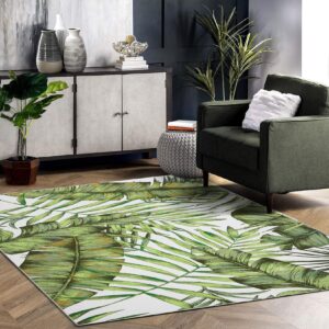 glowsol washable area rug 8x10 large rug boho floral living room rug non-slip nursery rug for bedroom,low-pile carpet print distressed entryway rug for laundry dining room office hall