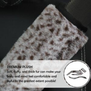 2PCS Soft Fluffy Car Seatbelt Covers - Winter Car Essentials Seat Belt Shoulder Pad Full of Wild Leopard Prints - Universal Seat Belt Cover Pad for Shoulder Protections & Car Decorations (Coffee)