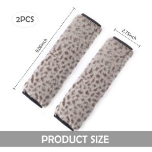 2PCS Soft Fluffy Car Seatbelt Covers - Winter Car Essentials Seat Belt Shoulder Pad Full of Wild Leopard Prints - Universal Seat Belt Cover Pad for Shoulder Protections & Car Decorations (Coffee)