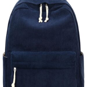 School Backpack for Teen Girls Women Laptop Backpack College Bookbags Middle School Travel Work Commuter Back Pack（Corduroy navy blue）