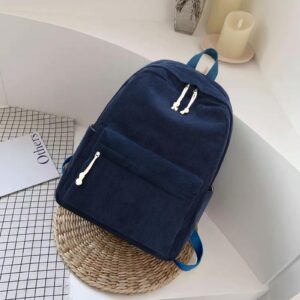 School Backpack for Teen Girls Women Laptop Backpack College Bookbags Middle School Travel Work Commuter Back Pack（Corduroy navy blue）