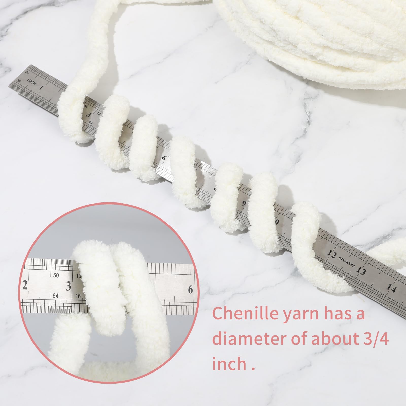 Chunky Yarn for Arm Knitting Blanket Ivory Chunky Chenille Yarn Ivory