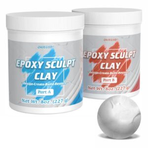 white epoxy sculpt clay, 1 pound self-hardening ab epoxy sculpt clay for sculpting, 2 part modeling compound (a & b), epoxy clay magic sculpt for sculpting, modeling, filling, repairing