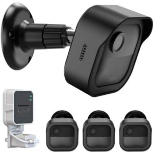 wall mount for blink outdoor 4 (4th gen) & blink outdoor (3rd gen), 3 pack weatherproof protective housing and 360° adjustable mount with sync module 2 mount (blink camera not included, black)