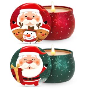 christmas snowman aromatherapy gift set small 4.4oz apple &cinnamon and cedar scented decorative candles for women soy stress relief candles for home, 2 packs