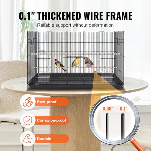 VEVOR 30 Inch Flight Bird Cage, Stackable Bird Cage Parakeet Cage with Slide-Out Tray and Handle, Small Parrots Birdcage for Cockatiels Budgies Conure Macaw Finch Lovebirds Canaries Pigeons