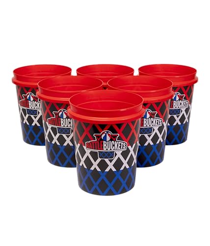 Battle Buckets Giant Yard Pong X Basket Ball Game with Durable Balls and Buckets - Outdoor Game for Lawn, Backyard and Beach - Set includes Buckets, Basket Balls and a Carrying Bag