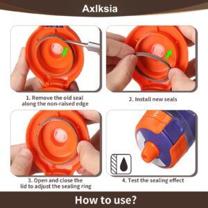 Axlksia 8 Pcs Replacement Gasket Compatible with Gatorade Water Bottle, Food Grade Silicone Gasket Replacement for 30 oz Gatorade Gx Bottle, Silicone Lid Seal Replacement for 30oz Gatorade GX Pods