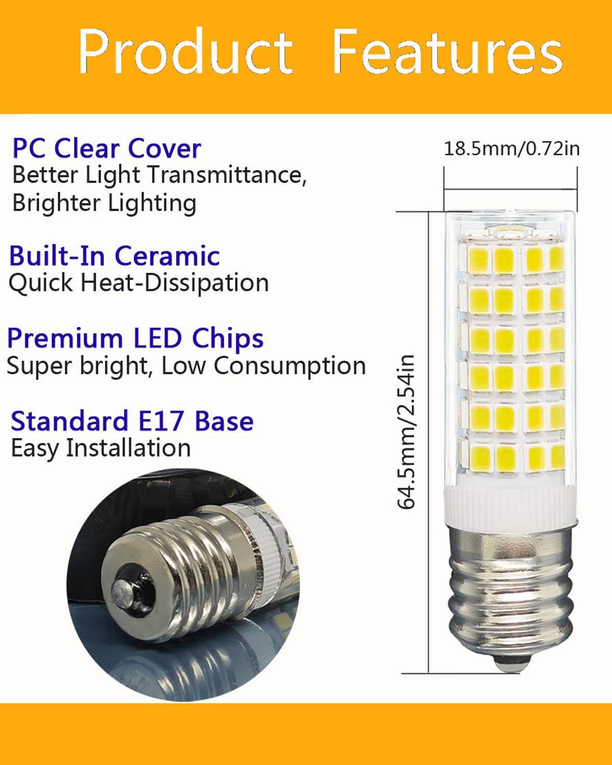 Tupolife KEI d28k 4w kel2812 Freezer Bulb kei d28m kel 2815 ac100-265v 3.8w Refrigerator Light Bulb 5304517886 Replacement E17 Intermediate Base Fridge LED Lamp, Cool White, 2-Pack