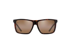 maui jim mamalu bay rectangle sunglasses, gloss cherry tortoise/hcl bronze polarized, large