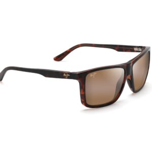 Maui Jim Mamalu Bay Rectangle Sunglasses, Gloss Cherry Tortoise/Hcl Bronze Polarized, Large