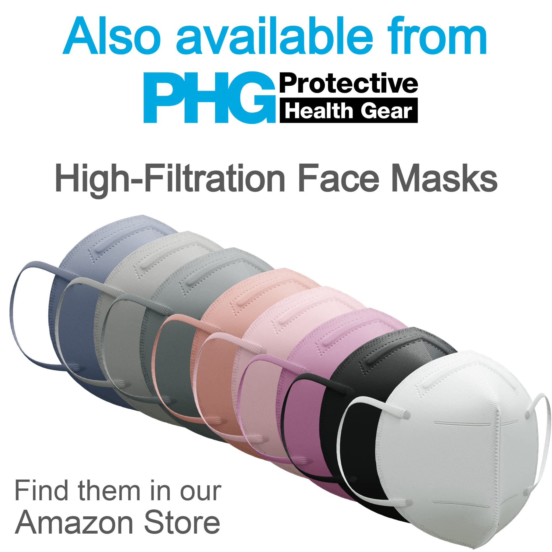 PHG PROTECTIVE HEALTH GEAR N95 Particulate Filtering Respirators, NIOSH Certified, MADE IN USA, For Medical & Personal Use, Head-Straps, 50 Individually Wrapped Masks