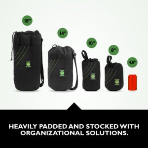 DIME BAGS - Drawstring Tube, Padded Bag, 5 Compartments, w/Shoulder Strap, Convenient, Durable (Timber, 18")